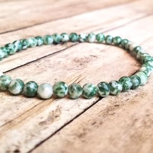 Jewelry | 4mm Spotted Green Jasper Gemstone Bracelet | Poshmark